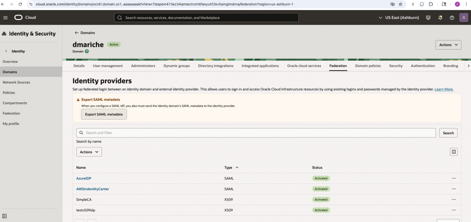 Setting up SAML SSO between AWS IAM Identity Center (IdP) and OCI ...